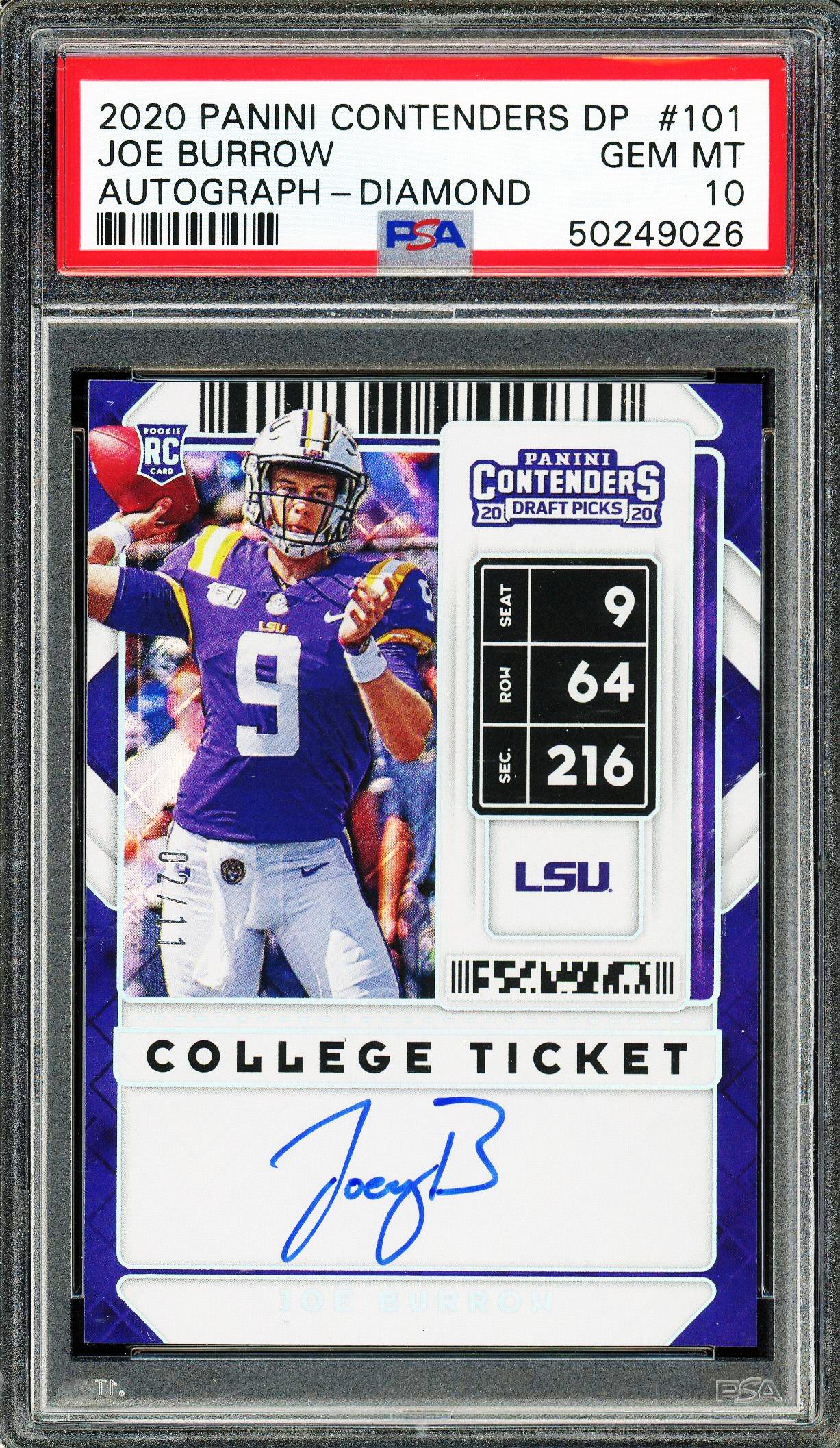 Joe Burrow 2020 Panini Contenders Draft Picks College Ticket Autograph ...