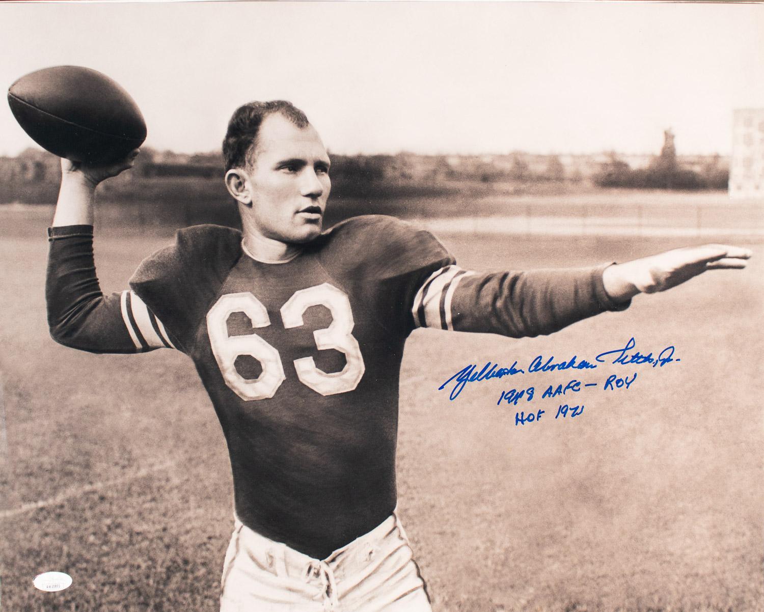 Y.A. Tittle (Full Name Signature) Inscribed & Signed Baltimore Colts ...