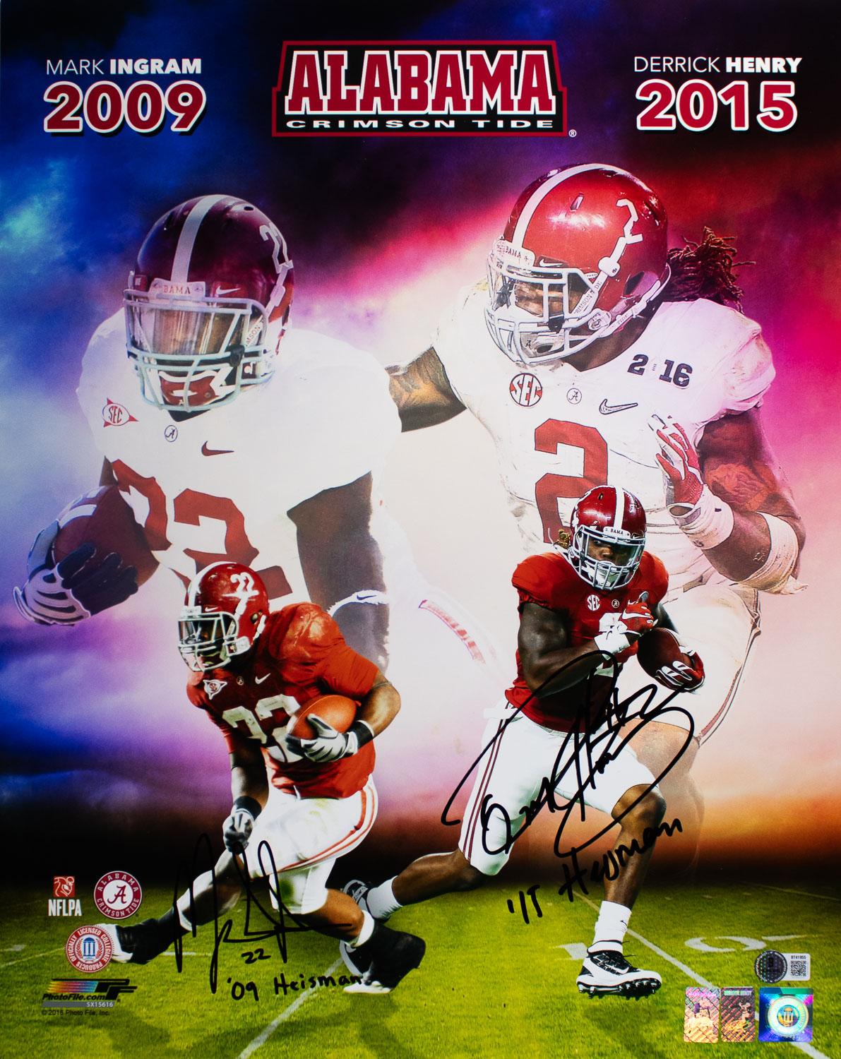 Derrick Henry "15 Heisman" & Mark Ingram "09 Heisman" Signed Alabama ...