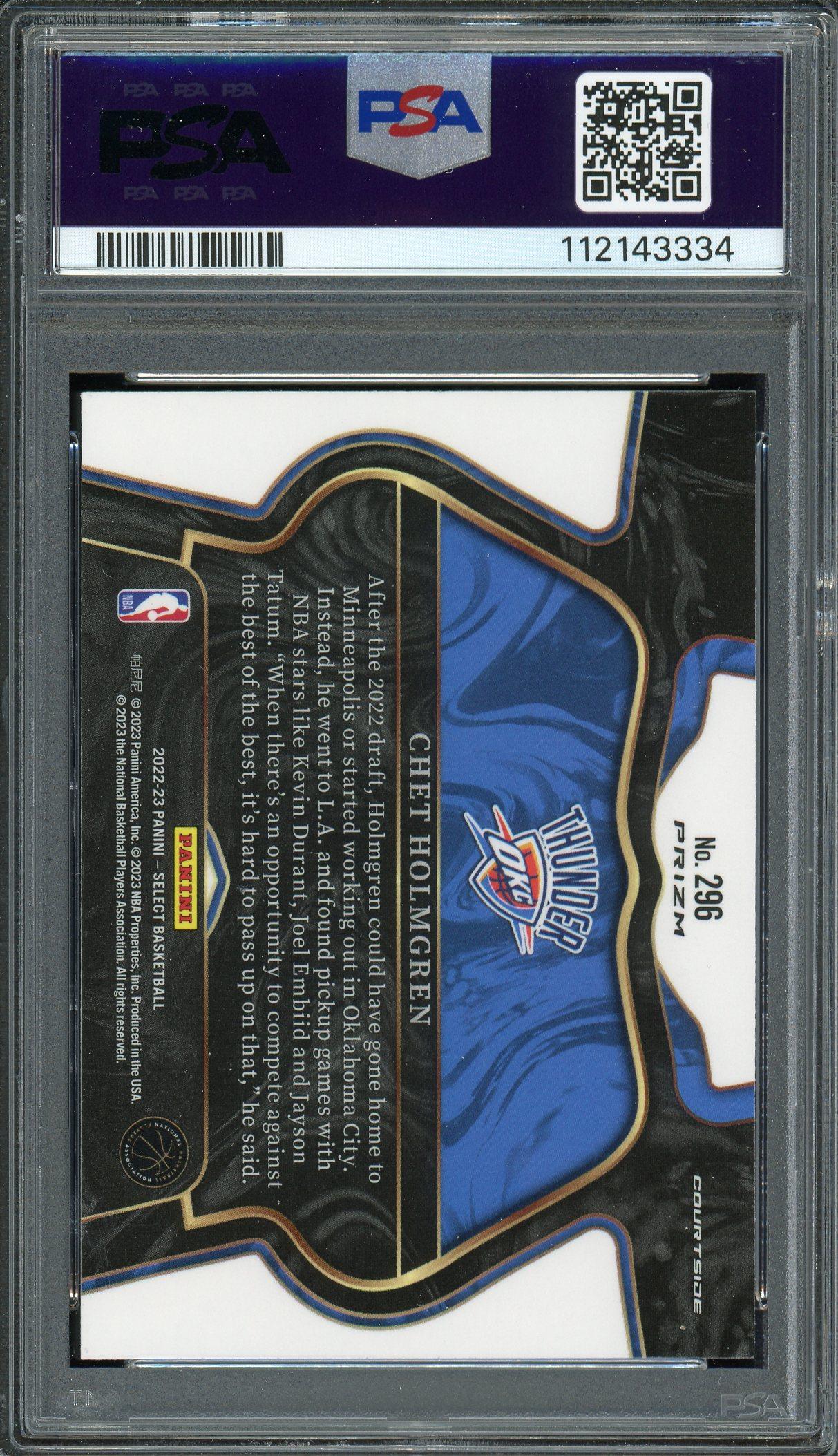 Chet Holmgren 2022 Panini Select Red Cracked Ice Rookie Card #296 PSA ...