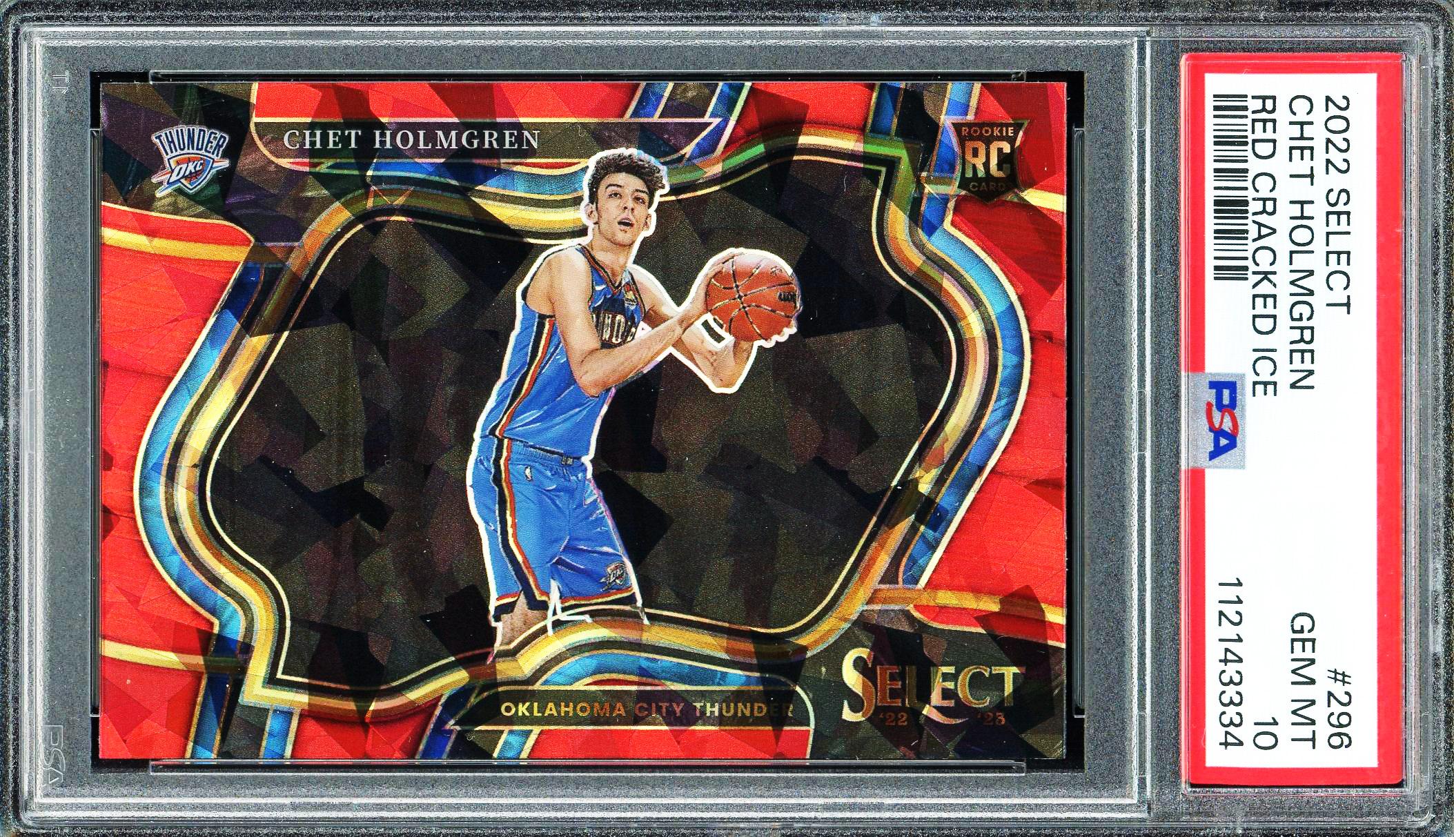 Chet Holmgren 2022 Panini Select Red Cracked Ice Rookie Card #296 PSA ...