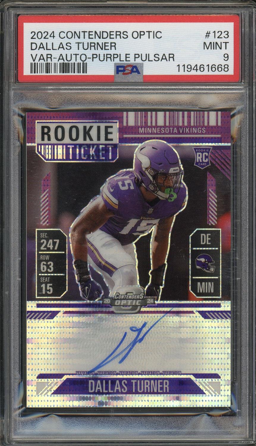 Dallas Turner 2024 Panini Contenders Optic Purple Pulsar Variation ...