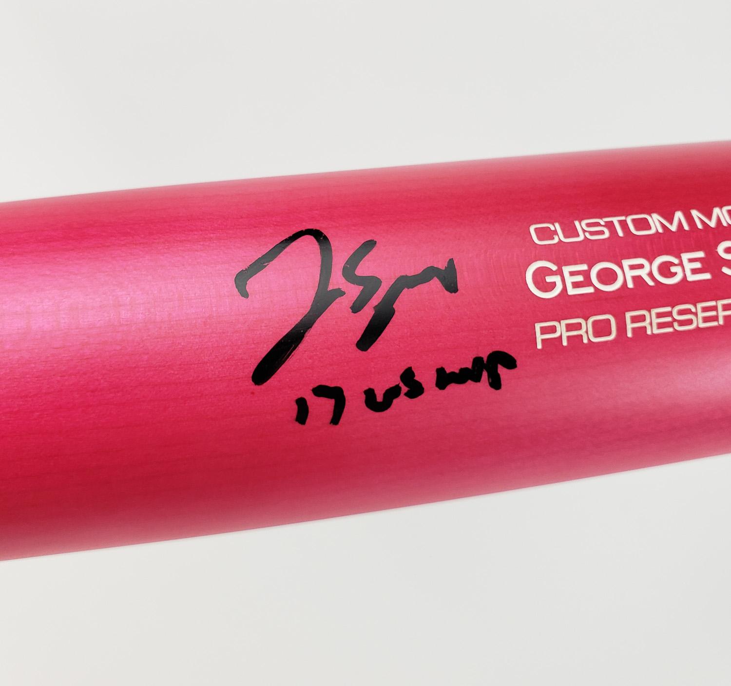 George Springer "17 WS MVP" Signed Victus Game Model Pink Baseball Bat ...