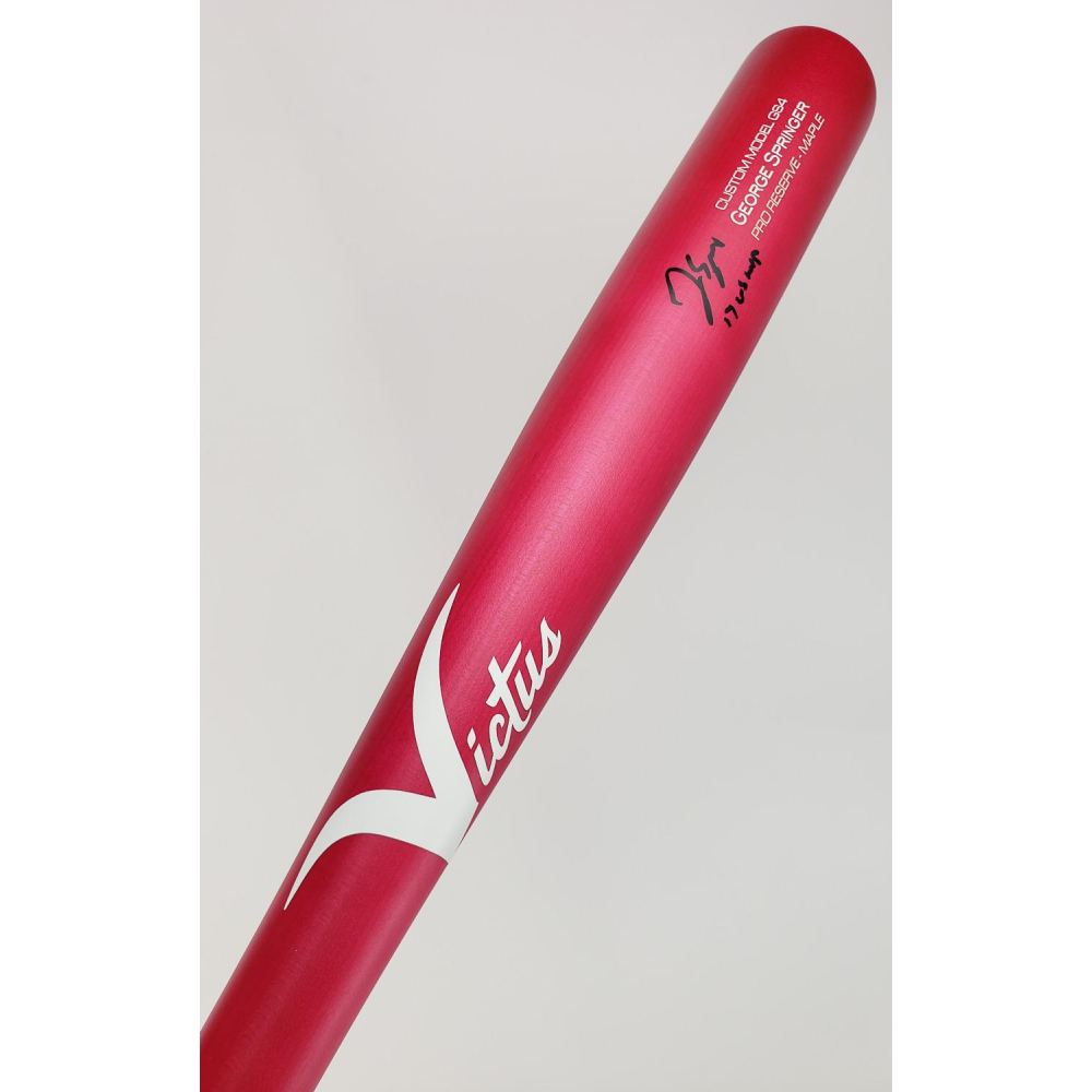 George Springer "17 WS MVP" Signed Victus Game Model Pink Baseball Bat ...
