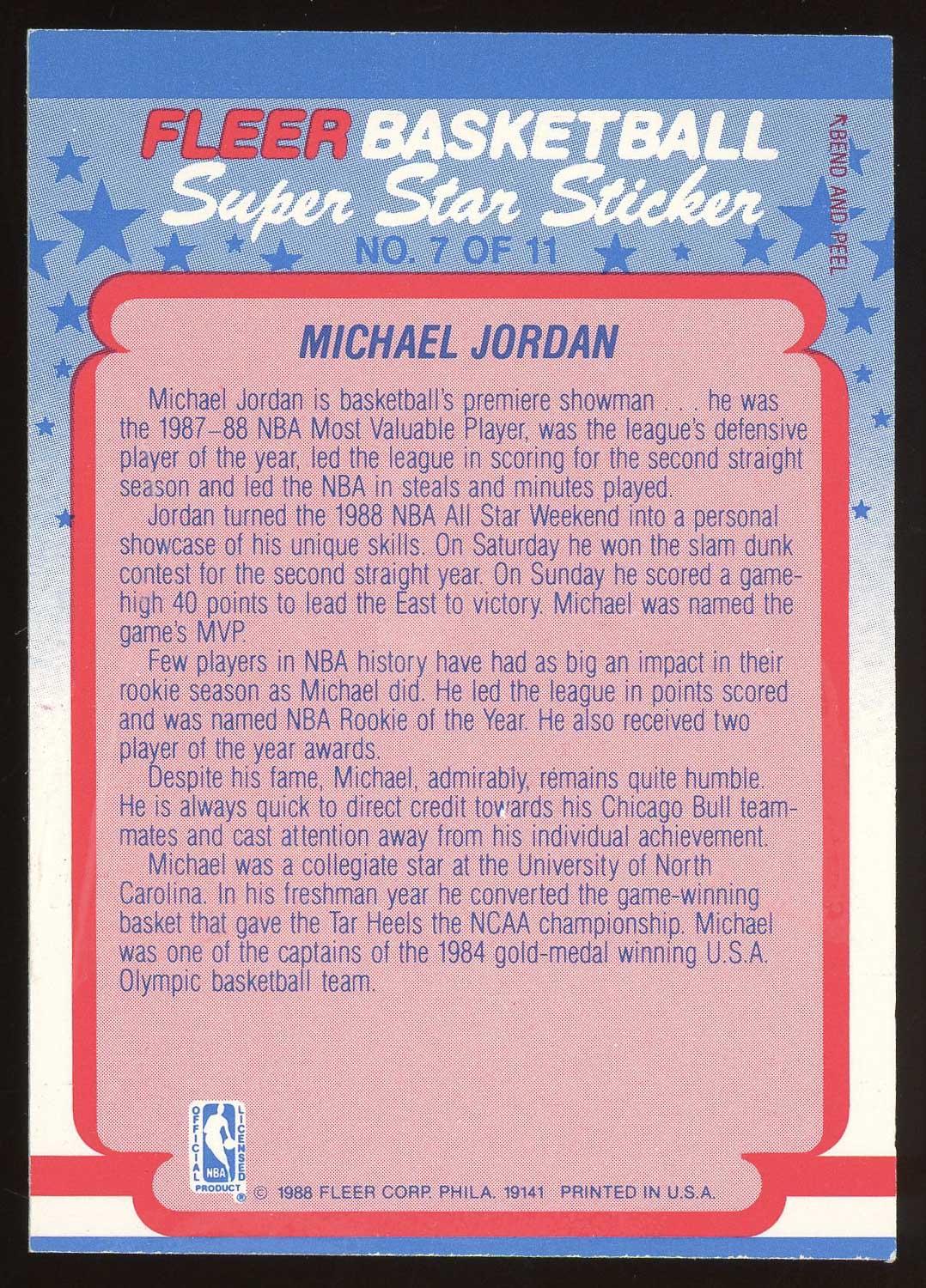 Michael Jordan 1988 Fleer Stickers Card #7 | Auction of Champions