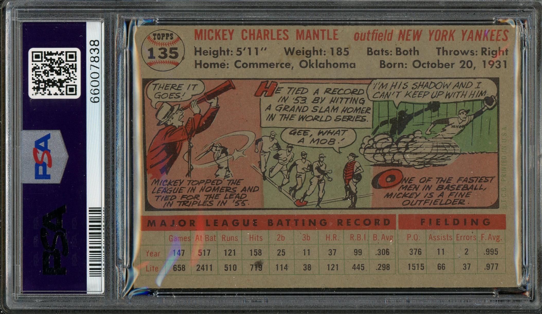 Mickey Mantle 1956 Topps Card #135 PSA 3 | Auction of Champions