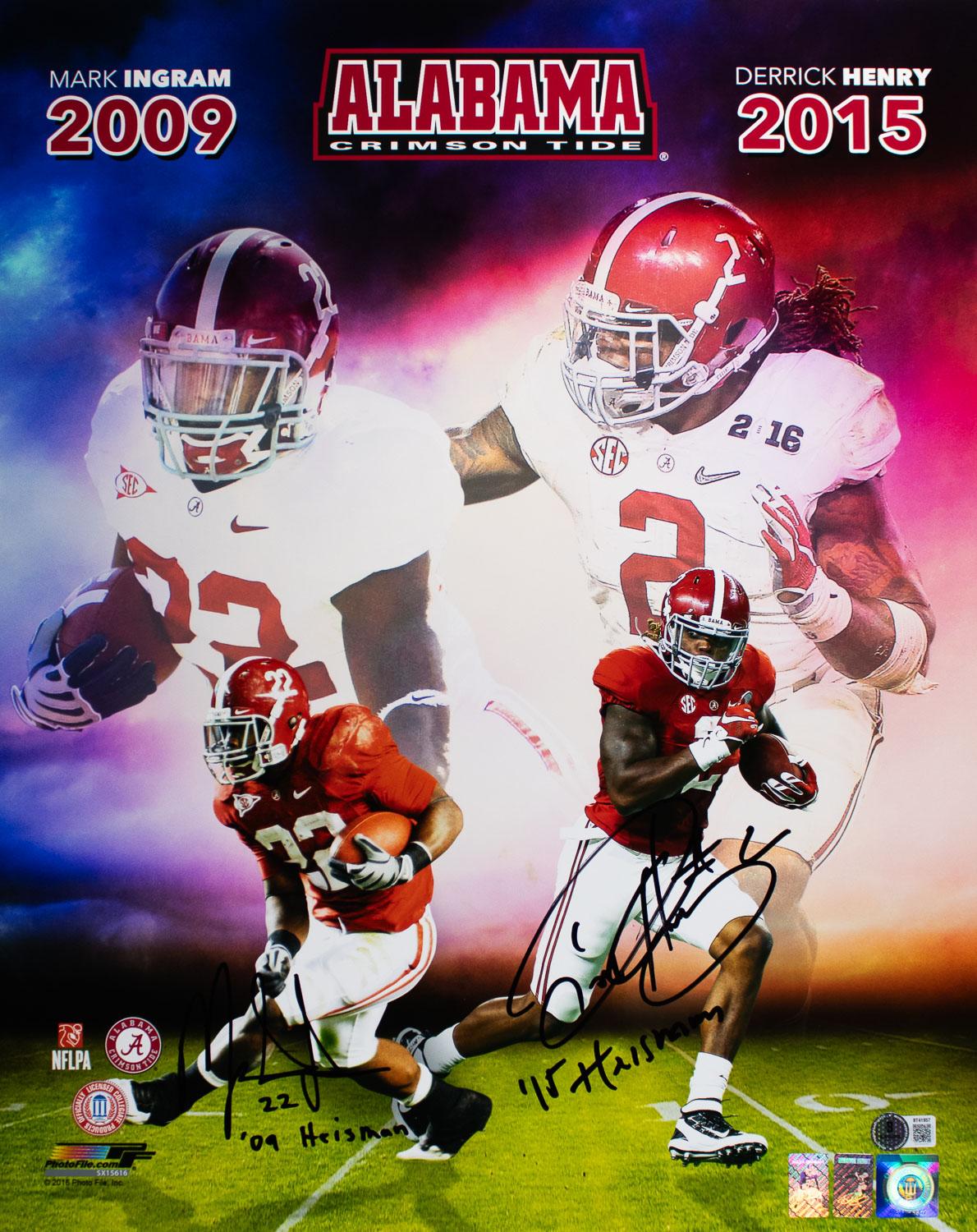 Derrick Henry "15 Heisman" & Mark Ingram "09 Heisman" Signed Alabama ...