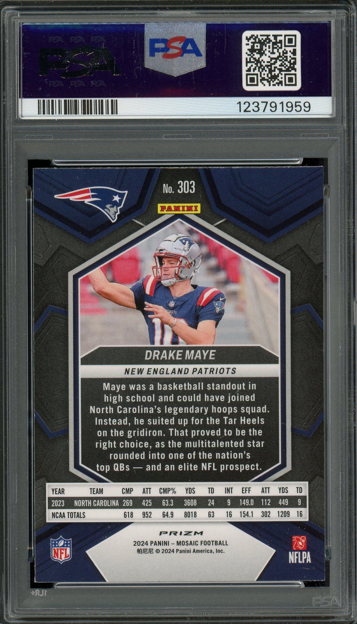 Drake Maye 2024 Panini Mosaic Green Rookie Card #303 PSA Gem Mint 10 ...