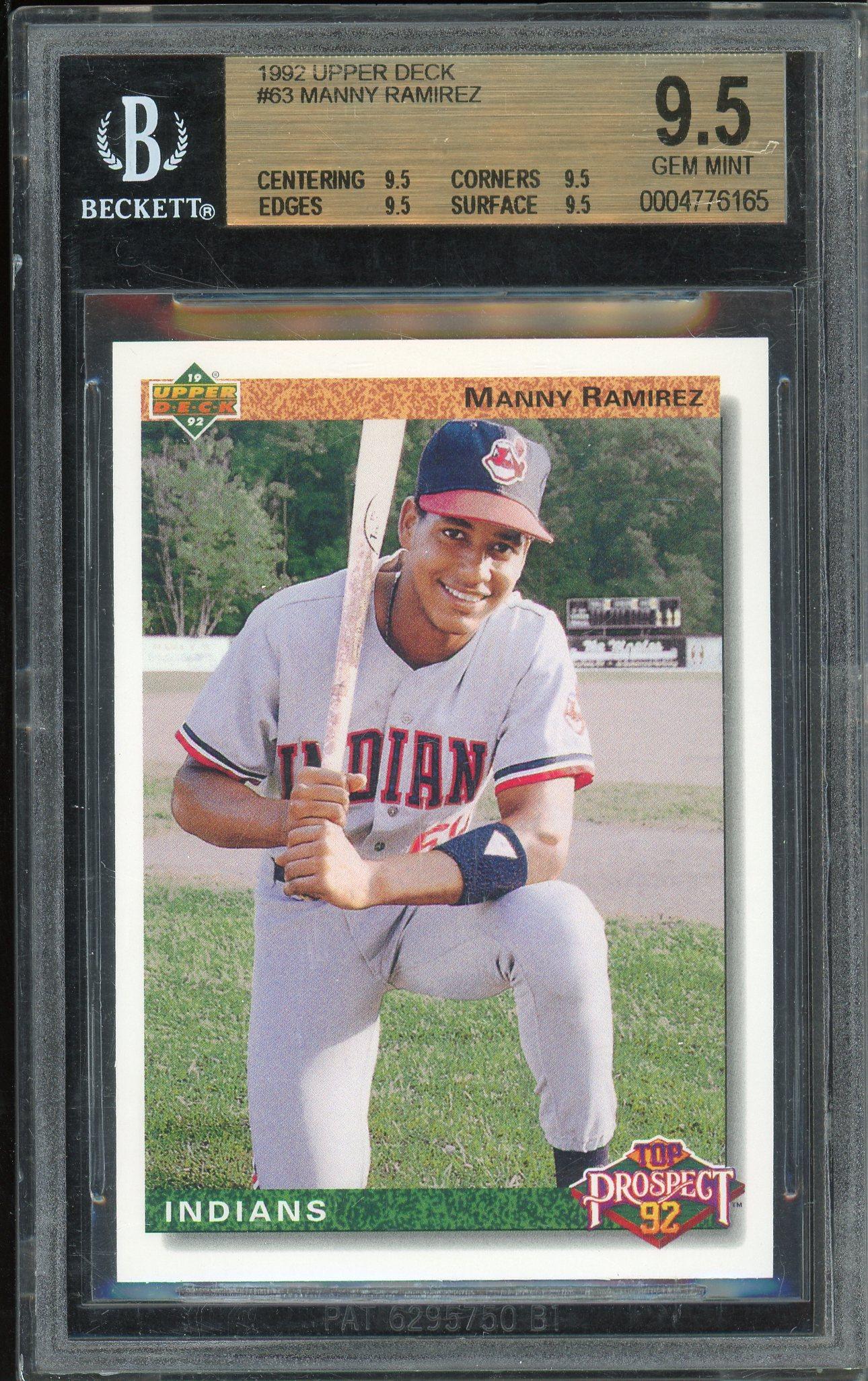 Manny Ramirez 1992 Upper Deck Rookie Card #63 BGS True Gem Mint 9.5 ...