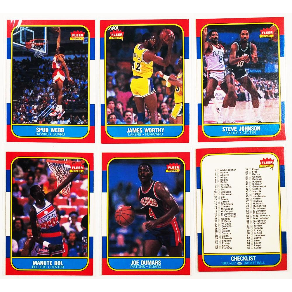 Lot of (6) 1986 Fleer Cards w/Unmarked Checklist | Auction of Champions