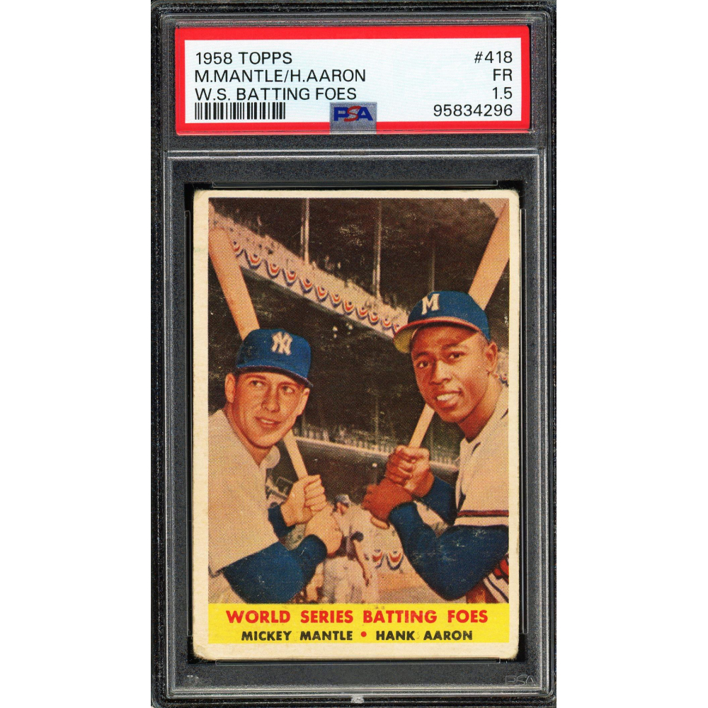 Mickey Mantle & Hank Aaron 1958 Topps World Series Batting Foes Card ...