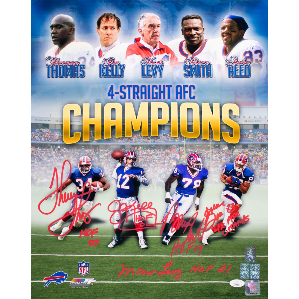 Buffalo Bills Legends (Kelly, Thomas, Smith, Reed, Levy) Signed ...