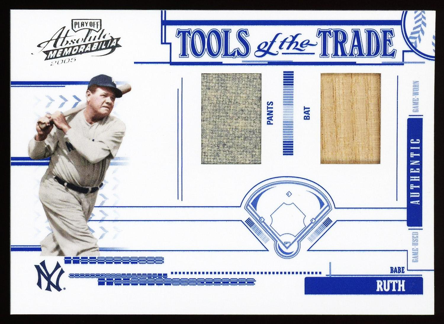Babe Ruth 2005 Playoff Absolute Memorabilia Dual Game Worn Patch Card 2 ...