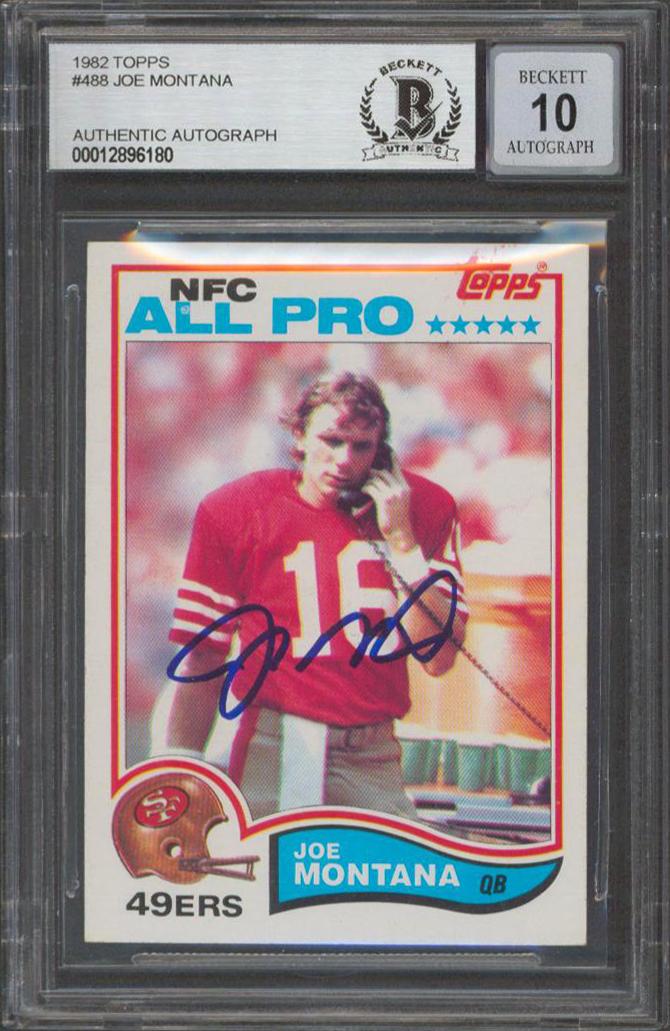 Joe Montana 1982 Topps #488 Autographed 2nd Year Card w/ Auto Grade 10 ...