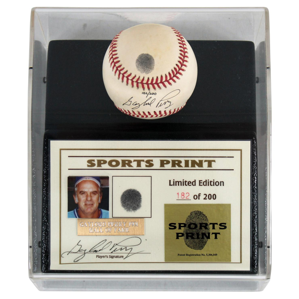Gaylord Perry Signed Thumbprint Baseball in a Limited Edition #'d/200 ...