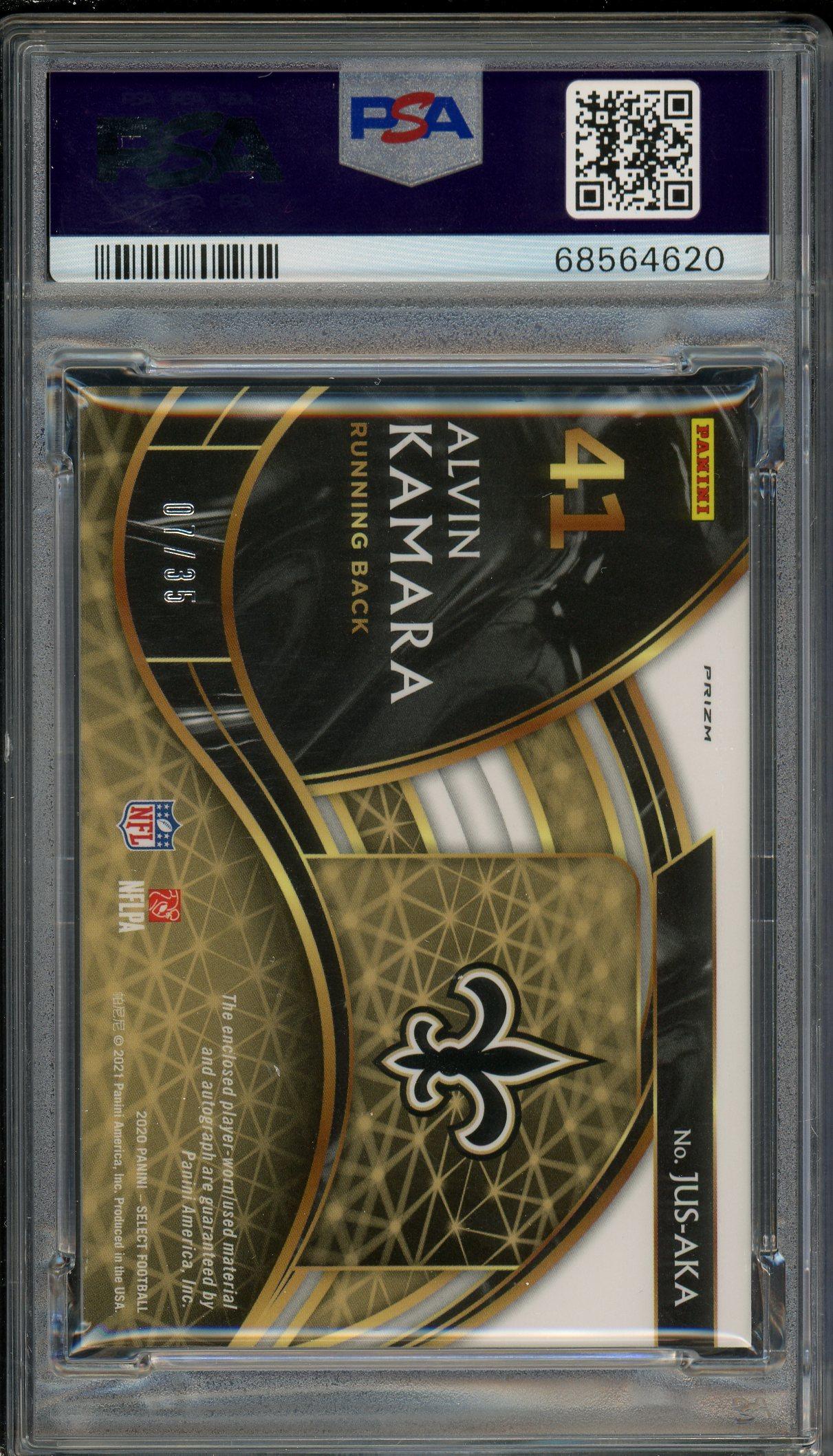 Alvin Kamara 2020 Panini Select Jumbo Signatures Swatch Prizm Patch ...