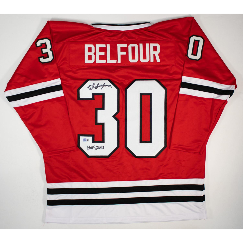 Ed Belfour Signed Chicago Blackhawks 'The Eagle' Custom Jersey (Beckett ...