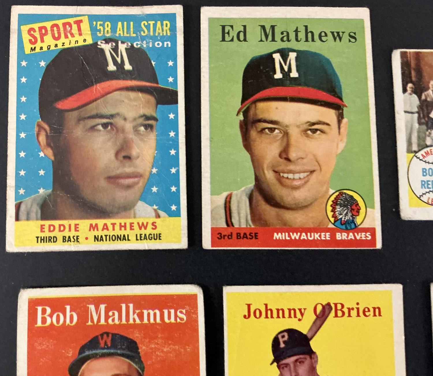 Lot of (15) 1958 Topps Baseball Cards : Inc. (2) Eddie Mathews, Preston ...