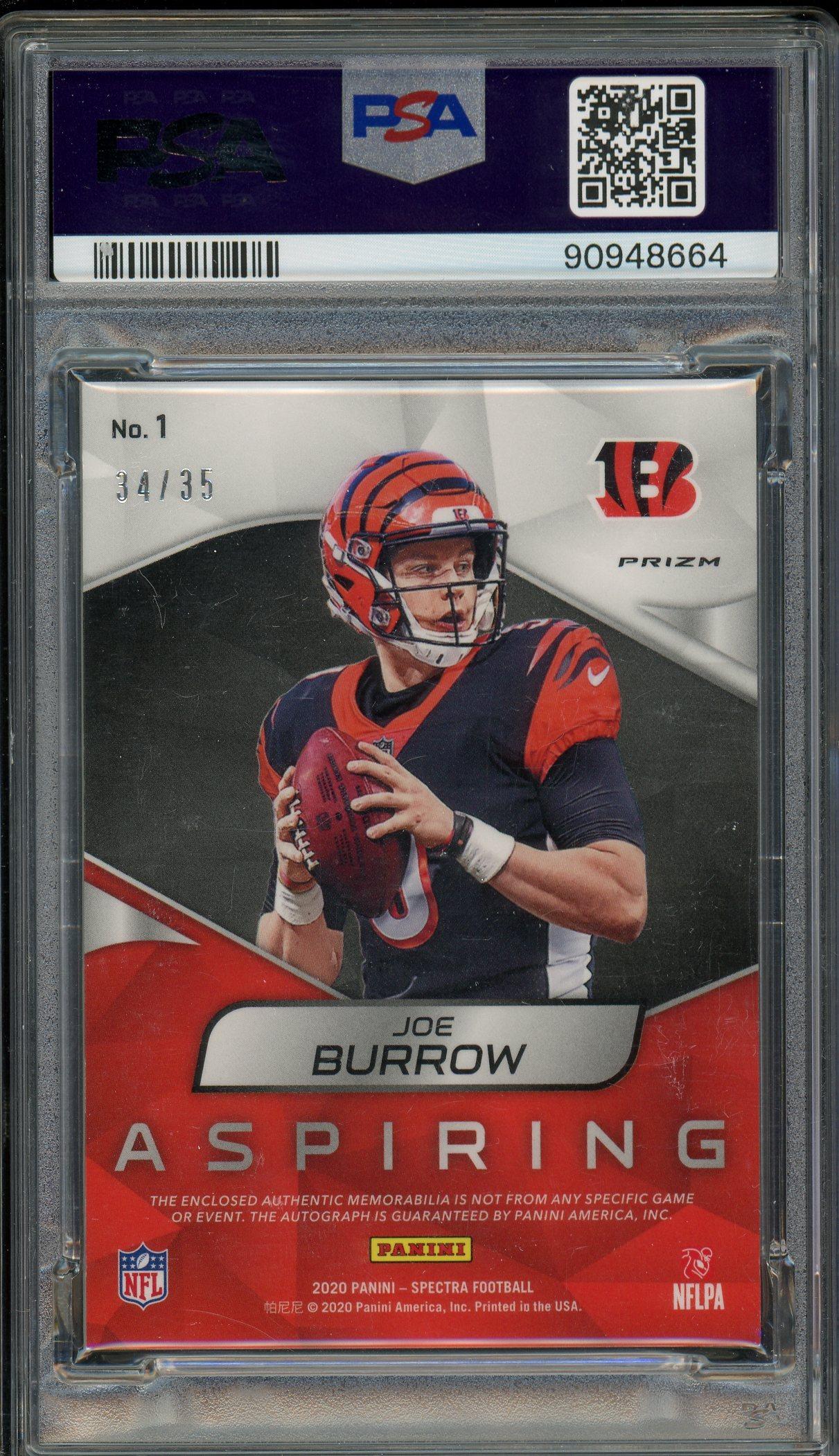 Joe Burrow 2020 Panini Spectra Black Aspiring Rookie Patch Autograph ...