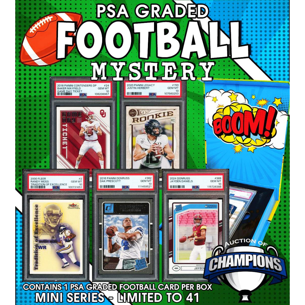 PSA Graded Football Card Mystery BOOM BOX, Mini Series 1! Limited to ...