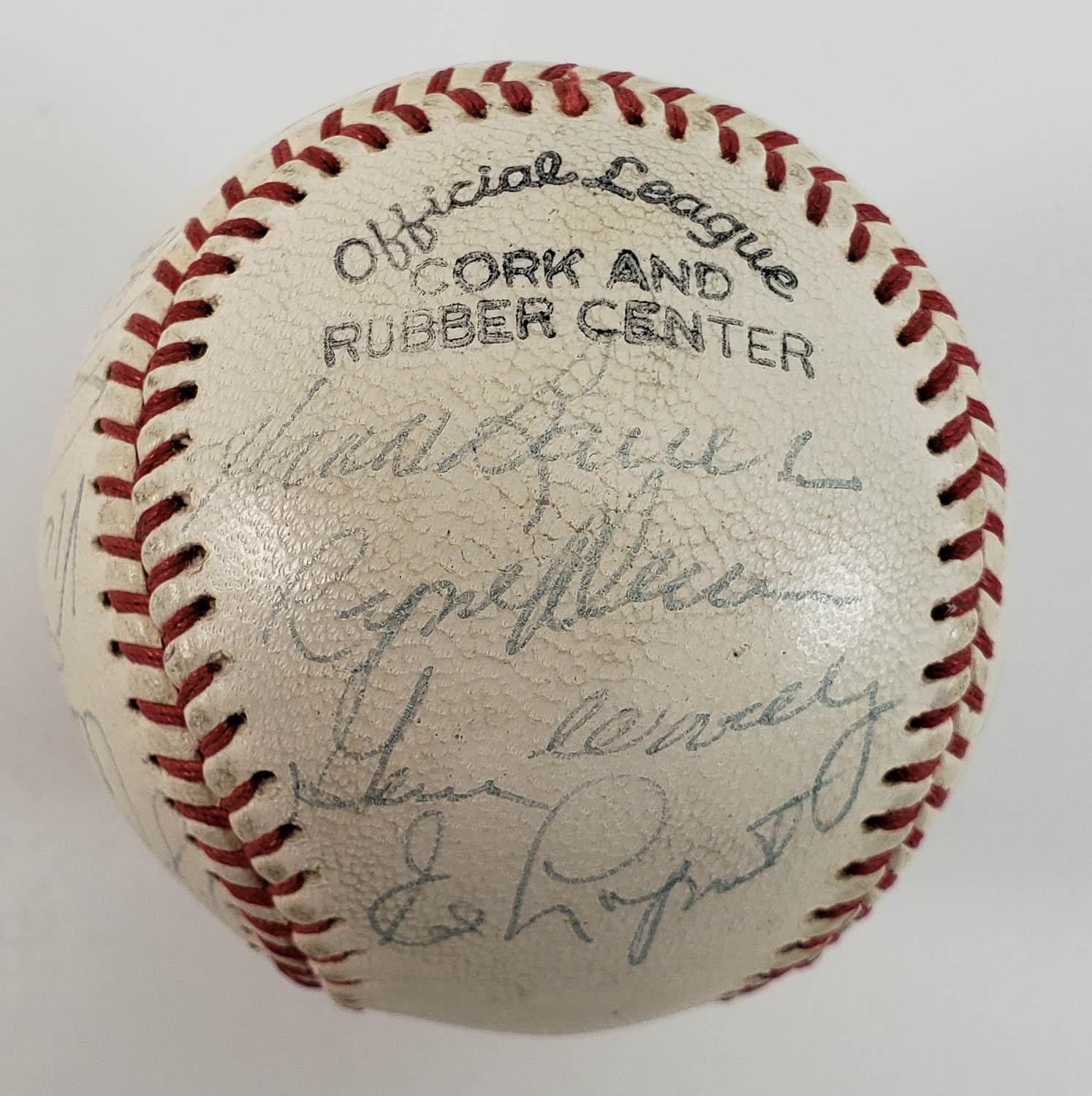 17x Old Timers Day Signed Wilson Baseball w/ Vic Raschi, Catfish Hunter ...