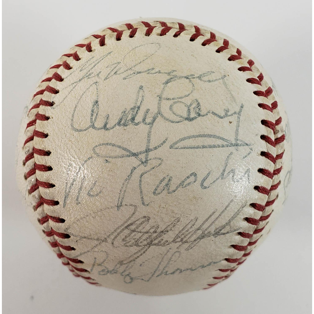 17x Old Timers Day Signed Wilson Baseball w/ Vic Raschi, Catfish Hunter ...
