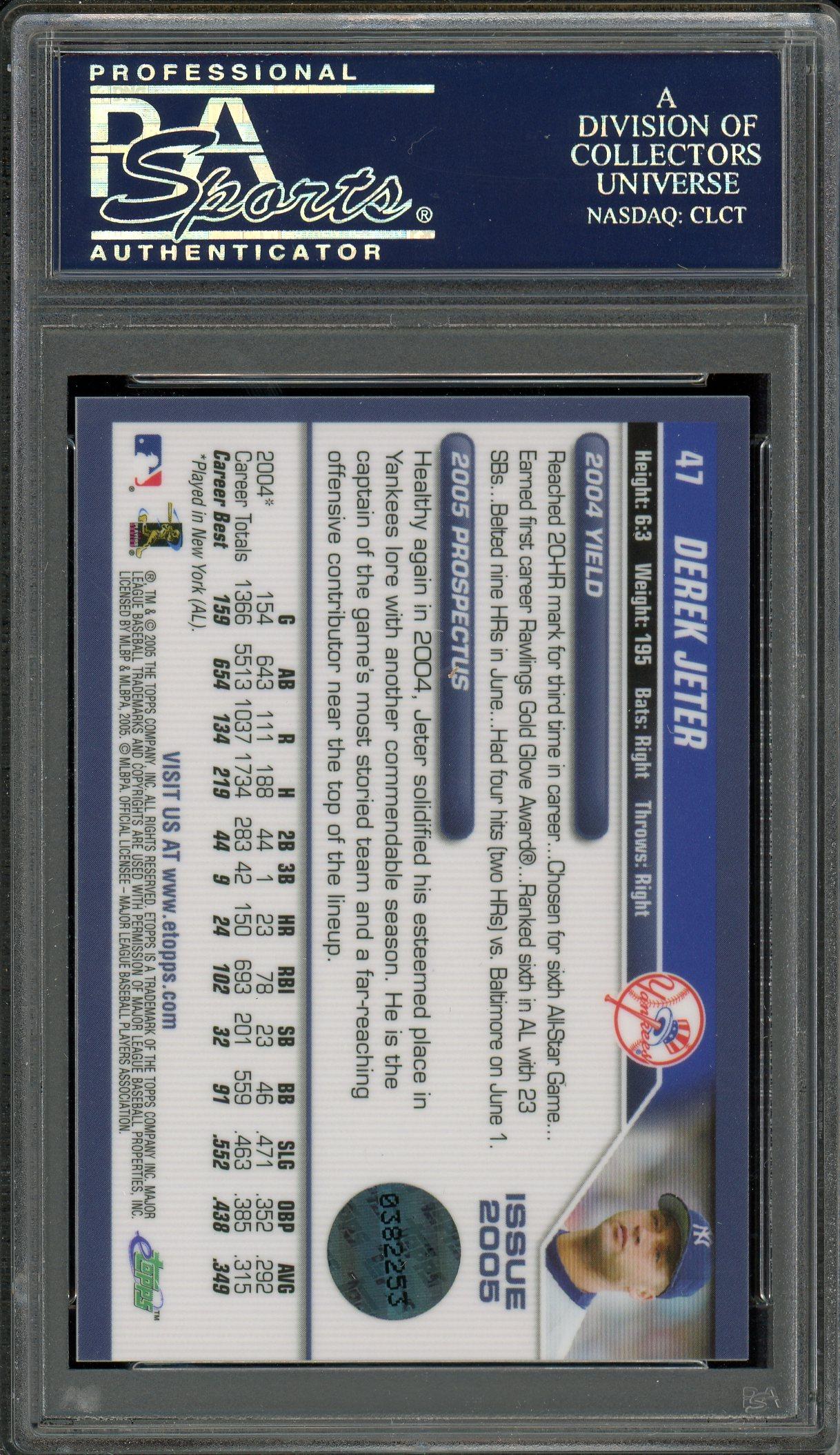 Derek Jeter 2005 eTopps Card #47 PSA 9: POP 5, 13 Higher! | Auction of ...