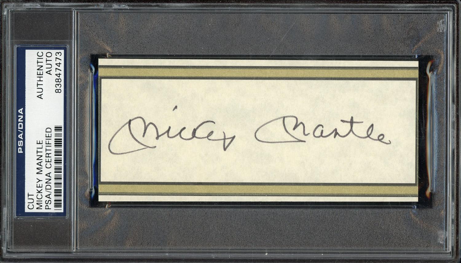 Mickey Mantle Signed 2.5x5 Cut Signature (PSA/DNA Encapsulated ...