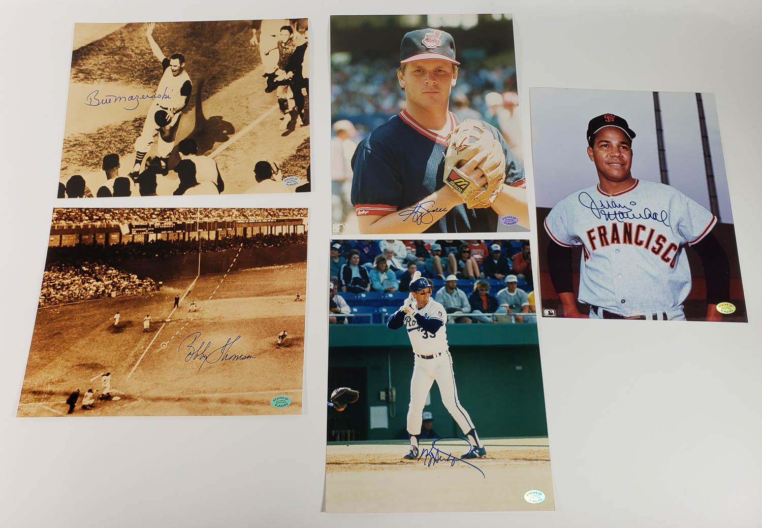 Lot of (5) Bobby Thomson, Juan Marichal, Bill Mazeroski, Kevin Seitzer ...
