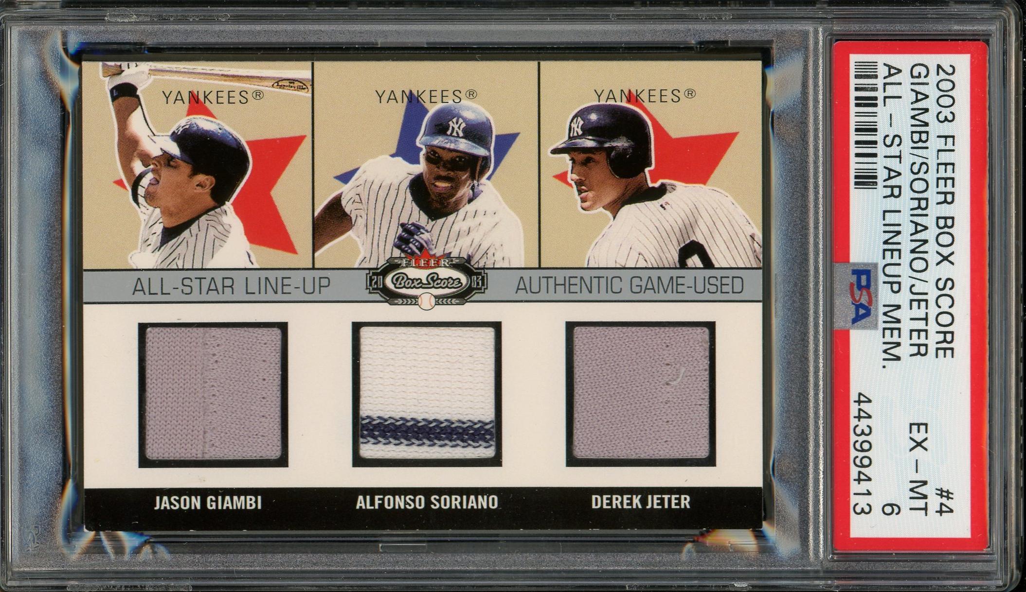 Derek Jeter, Jason Giambi, Alfonso Soriano 2003 Fleer Box Score All ...