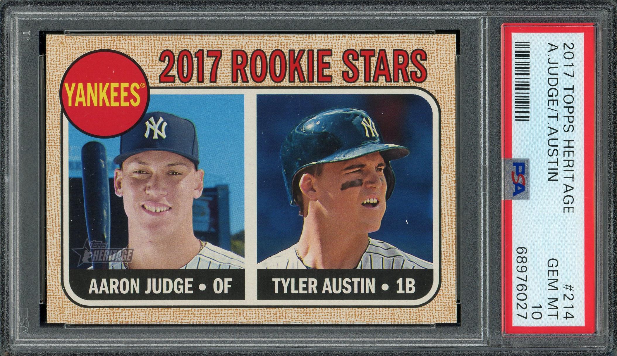 Aaron Judge 2017 Topps Heritage Rookie Card #214 PSA Gem Mint 10 ...