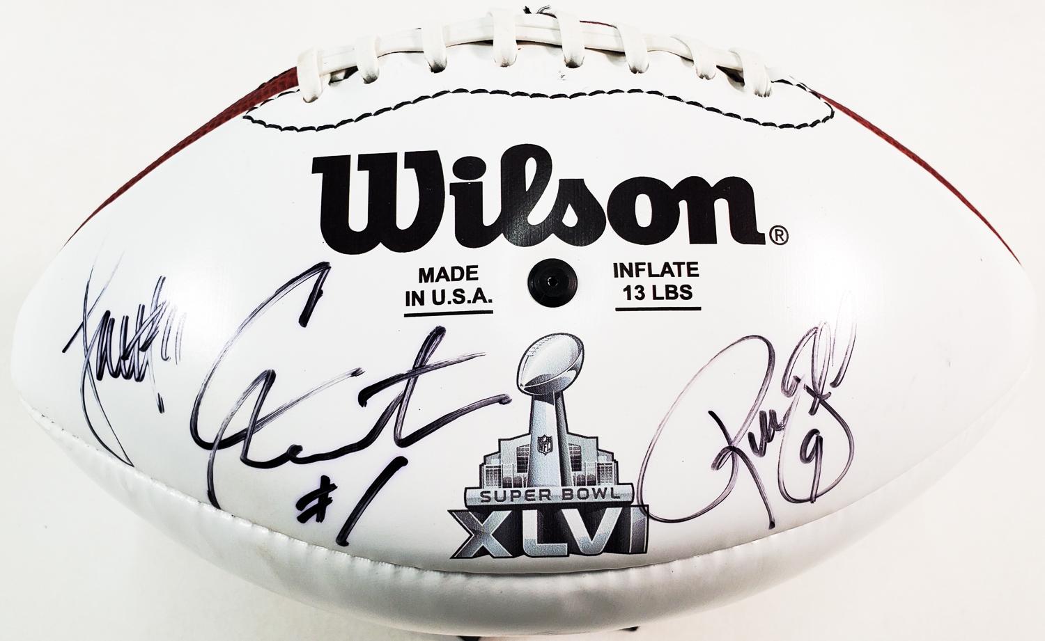 Larry Fitzgerald, Cam Newton & Robbie Gould Signed Wilson NFL The Duke ...