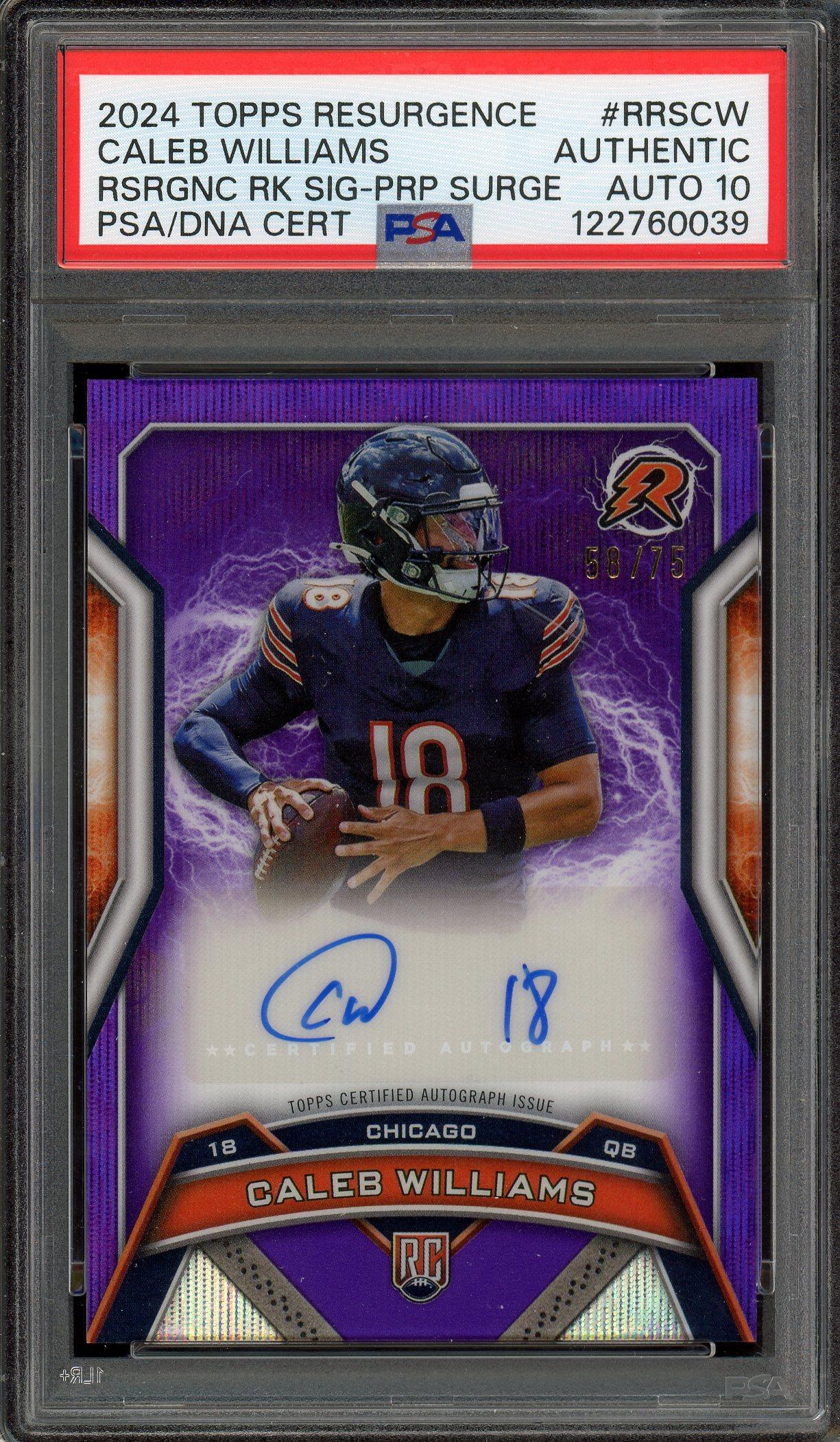 Caleb Williams 2024 Topps Resurgence Purple Surge Auto Rookie Card /75 ...