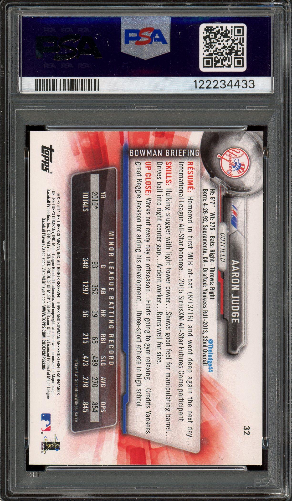 Aaron Judge 2017 Bowman Rookie Card #32 PSA 7 | Auction of Champions