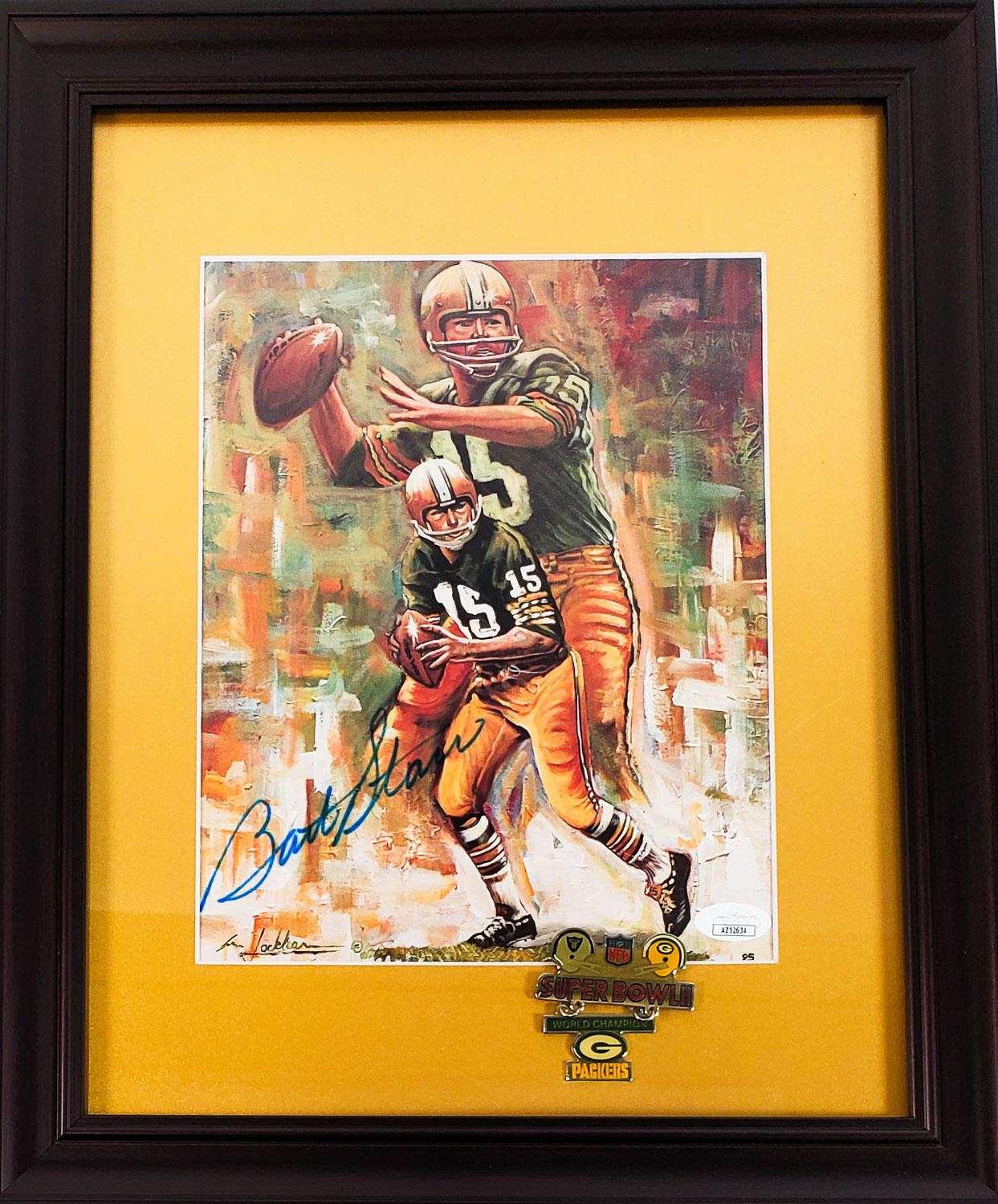 Bart Starr Signed Green Bay Packers 8x10 Framed Photo Display w/ Pin ...