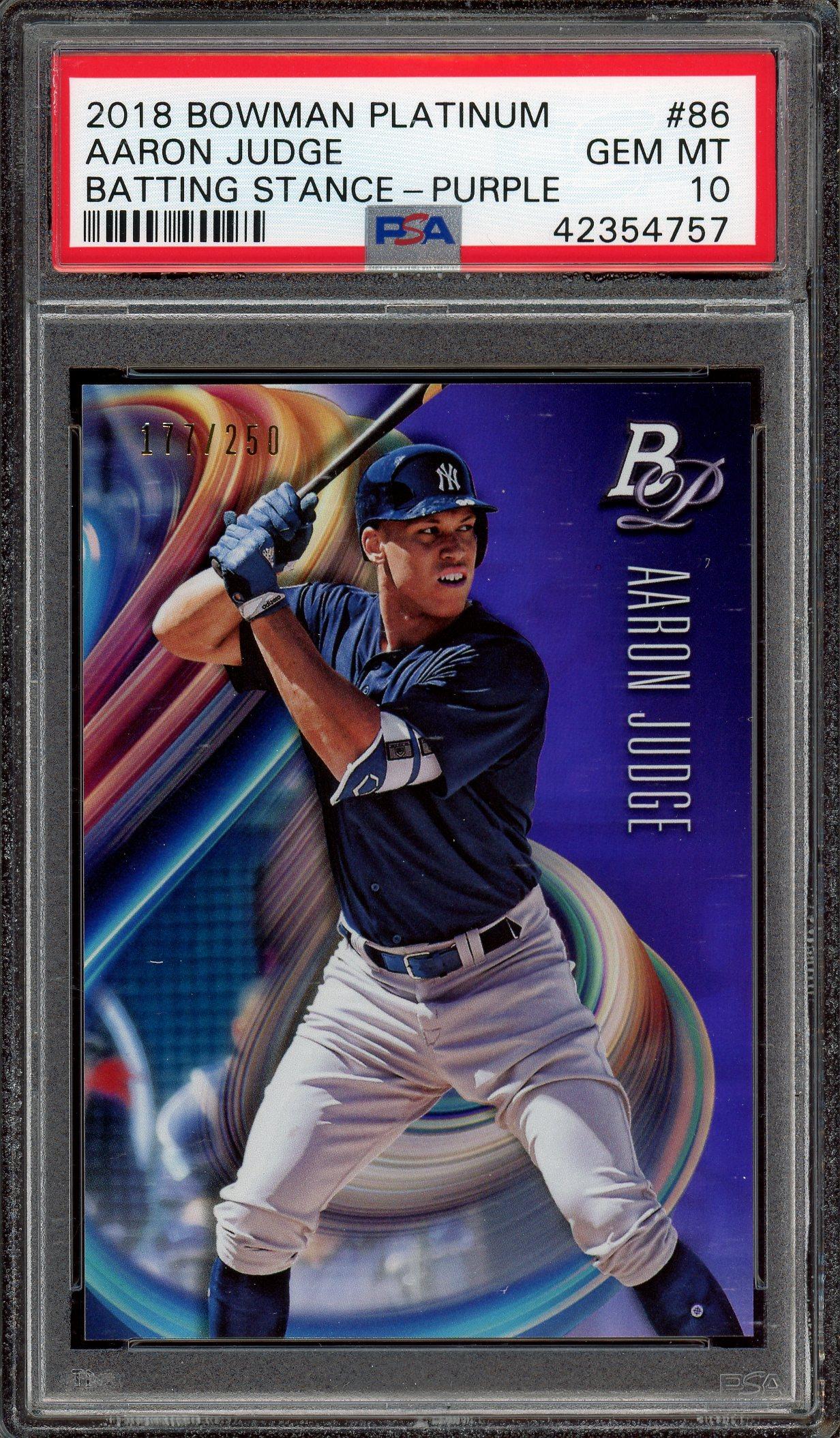 Aaron Judge 2018 Bowman Platinum Batting Stance Purple Card /250 PSA ...