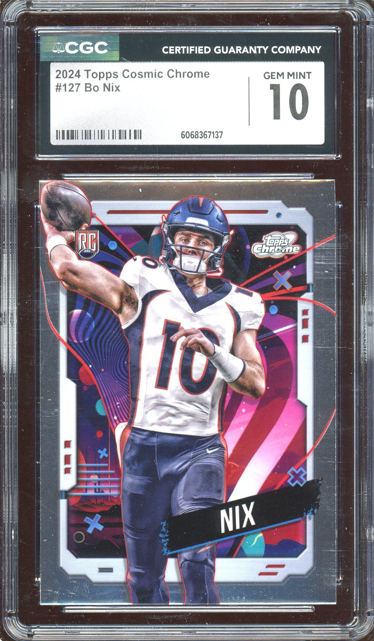 Bo Nix 2024 Topps Cosmic Chrome Card #127 CGC Gem Mint 10! | Auction of ...