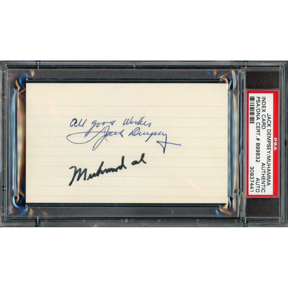 Muhammad Ali & Jack Dempsey "All Best Wishes" Signed 3x5 Index Card ...
