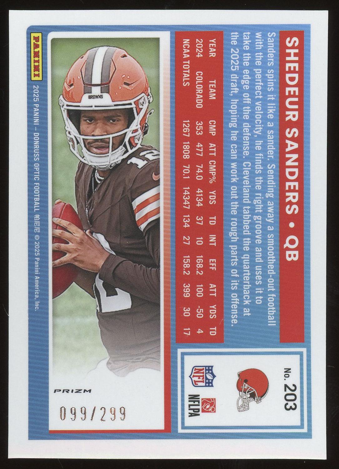 Shedeur Sanders 2025 Donruss Optic Rated Rookie Orange /299 | Auction ...